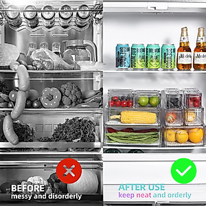 OMNISAFE Refrigerator Organizer Plastic Bins with Lids, Stackable Fridge Pantry Organizer, BPA-Free Fruit & Food Storage Bins for Kitchen, Vegetable, Cereals (10 Pack)