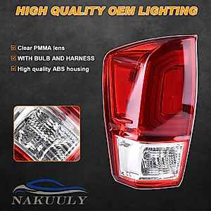 Nakuuly Tail Light Rear Lamp Compatible With 2016-2022 Toyota Tacoma Left Driver Side Taillight Brake Signal Assembly with Bulb # ‎81560-04170