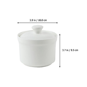 Luxshiny 2pcs Soup Cups with Lids White Ceramic Stew Pot with Lid Steam Soup Bowl Steaming Cup Soup Noodle Bowl Stockpot Cookware for Egg Custard Medicinal and Birds Nest 4 Inches
