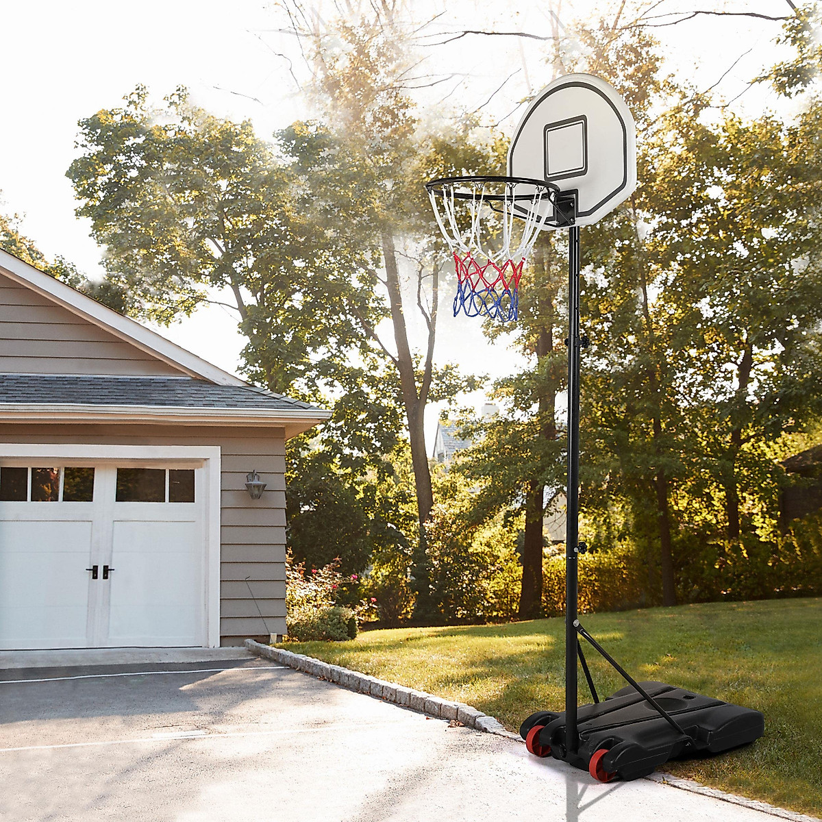 Yaheetech Portable Basketball Hoop Outdoor/Basketball Goals Indoor/Basketball Court/Adjustable Basketball Stand from 5.2 ft to7 ft with 29'' Basketball Backboard Black