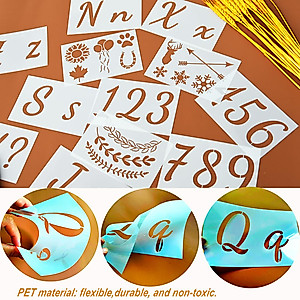 40 pcs Letters and Number Stencils Kit, 3 Inch Calligraphy Reusable Plastic Alphabet Templates for DIY Wood Sign Cake Painting Invitation Art Craft