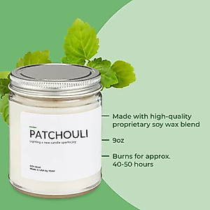 1OAK Soy Wax Scented Candles (Patchouli) - Soy Candles for Home Scented - Long Burning Candles Premium - Hand-Poured (9oz.)