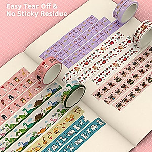 goremote Washi Tape Set Cute Animal Washi Tape for Kids, DIY Crafts Washi Tape Kit for Gift Wrapping Scrapbooking Supplies Bullet Journals Planners Party Decorations with Gift Card for Classroom