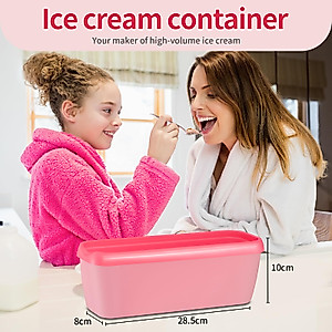 Boxdljh Ice Cream Containers Set of 2, 1.5 Quart Ice Cream Tub, Reusable Homemade Ice Cream Tubs with Stackable Freezer Storage Container for Yogurt, Sorbet, Gelato (Purple+Pink==2Pack)