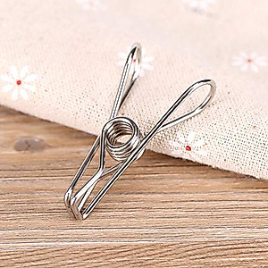 BORDSTRACT 20PCS Stainless Steel Clothes Pegs, Laundry Hanging Clothesline Clips, Long-Lasting Strong-Grip Metal Laundry Clips for Washing Line Snack Bags Washcloth Paper at House Kitchen Office