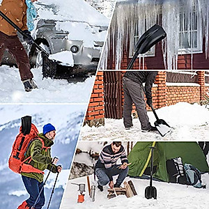 COFIT 43" Retractable Snow Shovel and 39" Snow Brush, Detachable and Extendable Snow Removal Telescoping Brush and Shovel for Car Auto Truck SUV Windshield