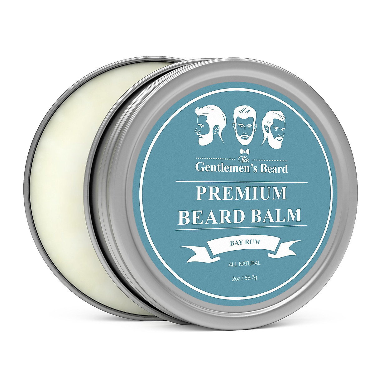The Gentlemen's Beard Premium Bay Rum Beard Balm - Leave-in Conditioner & Softener - All Natural - Styles, Strengthens, Thickens & Softens Promoting Healthier Beard & Mustache Growth