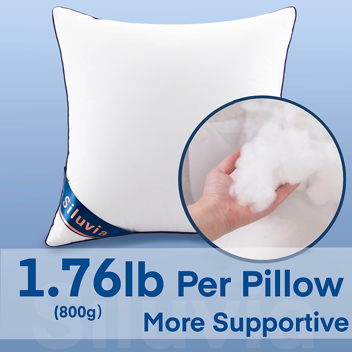 Siluvia 20"x20" Pillow Inserts Set of 2 Decorative 20" Pillow Inserts-Square Interior Sofa Throw Pillow Inserts Decorative White Pillow Insert Pair Couch Pillow (2, 20"x20" ,2Pack)