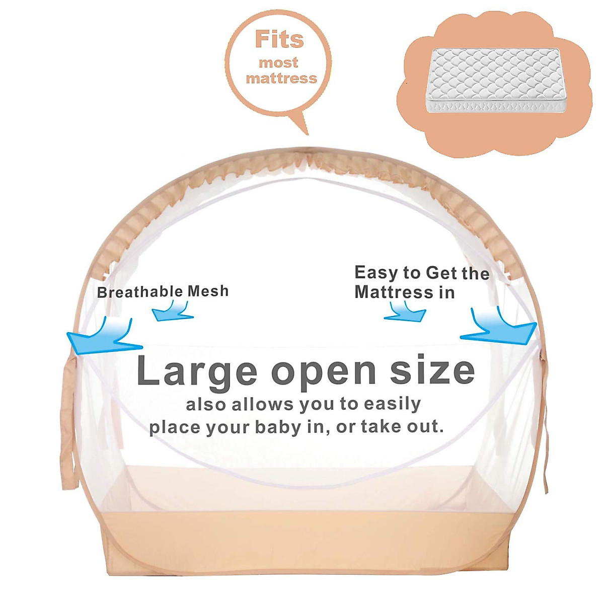 JOINSI Baby Crib Pop up Tent Infant Safety Mesh Cover Net - Canopy Cover to Keep Baby from Climbing Out