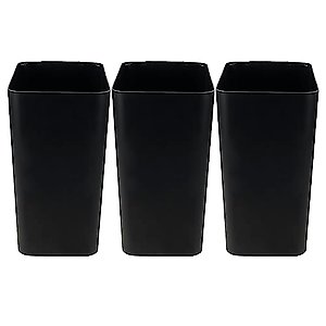 Qskely 3-Pack 4.5 Gallon Plastic Trash Can Wastebasket, Office Garbage Can, Black