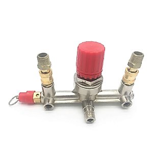 COMOK Double Outlet Tube Alloy Pressure Valve Switch Air Compressor Fittings Regulator Manifold Accessories
