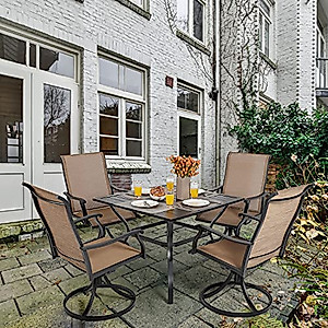 Anmutig Outdoor Dining Table with 1.57" Umbrella Hole, Picnic Table Metal Steel Square Backyard Bistro Table Outdoor Dining Table for Garden, Poolside, Backyard, Black, 37x37inch