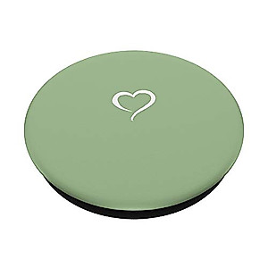 Matcha Green Hand Drawn Heart Minimalist Love PopSockets Swappable PopGrip