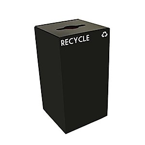 Witt Industries 28GC04-CB GeoCube Recycling Receptacle with Combination Slot/Round Opening, Steel, 28 gal, Charcoal