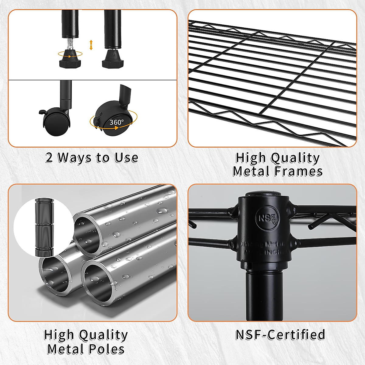 BSTOPHKL Wire Shelving Storage Shelf 5 Tier Wire Shelves Unit, 1500lbs Capacity Adjustable Rolling Metal Racks with Wheels,Metro Shelving Heavy Duty for Kitchen, 30" D x 14" W x 60" H, Black