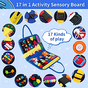 Rebala Busy Board Montessori Toys for Toddlers Sensory Toys Gifts for 1 2 3 4 Year Old Boys & Girls Preschool Toddler Activities Educational Travel Toy Learning Basic Dress Skills (Boy)