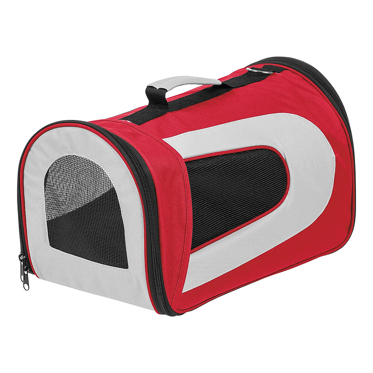 IRIS USA Large Soft Sided Carrier with Shoulder Strap, Sturdy Collapsible Water Resistant Cat Dog Pet Carrier with Padded Bottom and Top Handle for Travel Road Trip, Red