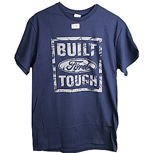 Ford Built Ford Tough Distressed Logo Adult Men's T-Shirt (Medium) Navy