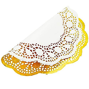 Juvale Lace Paper Doilies, Gold Placemats (12x12 in, 100 Pack)