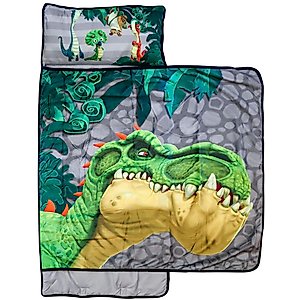 Jay Franco Gigantosaurus Giganto Stacked Nap Mat - Built-in Pillow and Blanket Featuring Dinosaur Rocky, Bill, Tiny, & Mazu - Kids'/Toddler/Children's Bedding