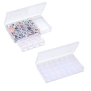 Nunobob 2 Pack 28 Slots Plastic Diamond Painting Storage Box Organizer Case Craft Nail Art Rhinestone Tools Beads Jewelry Storage NUSS5 NUSS5