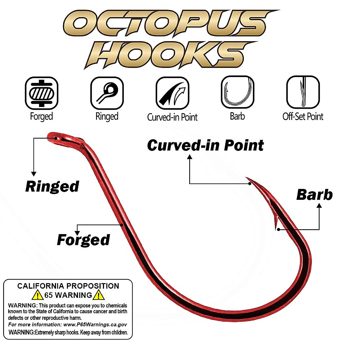 Octopus-Hook-Fishing-Beak-Circle-Hooks-Freshwater-Red-Black-100-50 Pack (1-Red, 7/0 50-Pack)