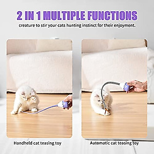 FEECOS Cat Toys, Cat Wand Toy Electronic Silicone PlushTail Toy Automatic Interactive Toy for Indoor Cats, USB Rechargeable Robotic Cat Moving Toys Pet Exercise Toys Kitten Toys