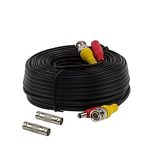 100ft Pre-Made All-in-One BNC Video and Power Cable with Connector for Surveillance CCTV Security Camera Video System - Black