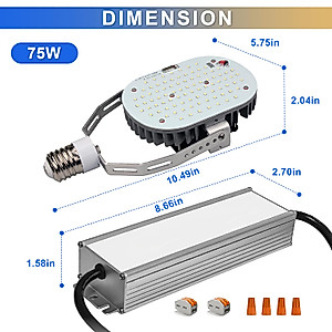 4 Pack 75W LED Shoebox Retrofit Kits, 10125LM LED Parking Lot Retrofit Light Replace 350W MH/HPS/HID 5000K E39 Mogul Base Retrofit Lights for Parking Lot Flood Lighting, AC 100-277V ETL DLC Listed