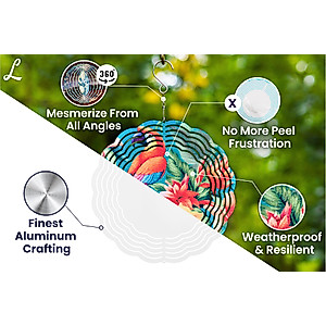 Luxiris Sublimation Wind Spinner Blanks 8 Inch - 5 Pack Bulk Products | 3D Aluminum, Hanging DIY Wind Spinners Sublimation for Yard and Garden | with Heat Resistant Tape & 30 Digital Starter Designs