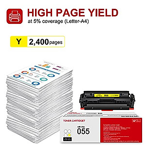 1 Pack 055 3013C001 Yellow Toner Cartridge: Compatible CRG-055 Replacement for Canon i-SENSYS LBP660 MF740 Series ImageClass LBP664Cdw LBP664Cx MF740C MF741Cdw MF743Cdw MF746Cdw MF740 Series Printer