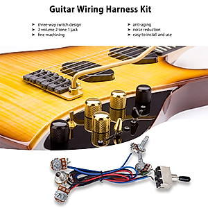 Guitar Wiring Harness Kit, 3 Way Switch 2 Volume 2 Tone 1 Jack 500K Pots for Les Paul LP Guitar Guitar Wiring Kit 1 Vowiring