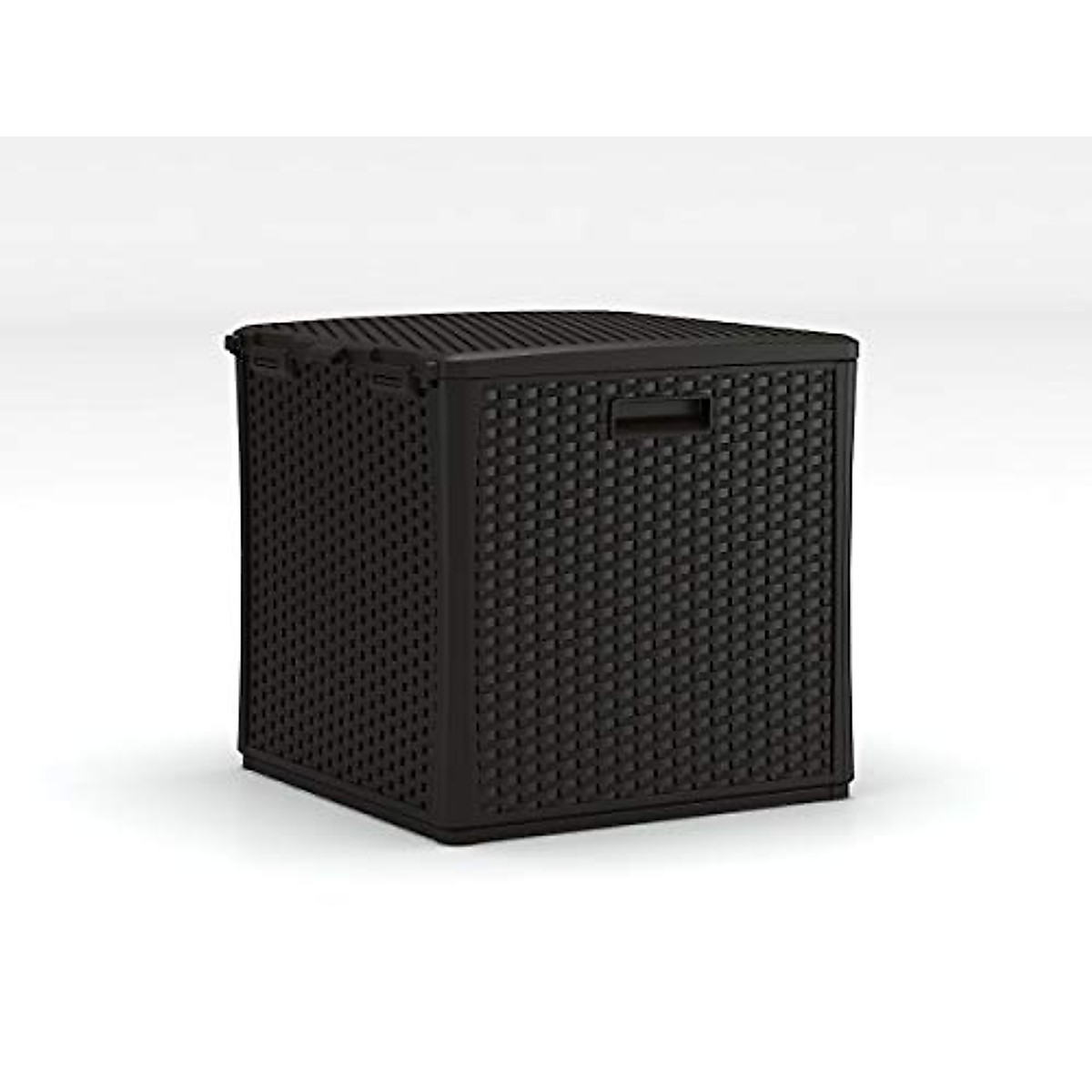 Suncast 30 Gallon Resin Outdoor Patio End Table Storage Box, Java