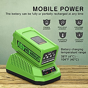 Powilling 40V 6.0Ah Replacement Lithium Battery for GreenWorks 29472 29462 Battery GreenWorks 40V G-MAX Power Tools 29252 20202 22262 25312 25322 20642 22272 27062 21242 (Not for Gen 1)