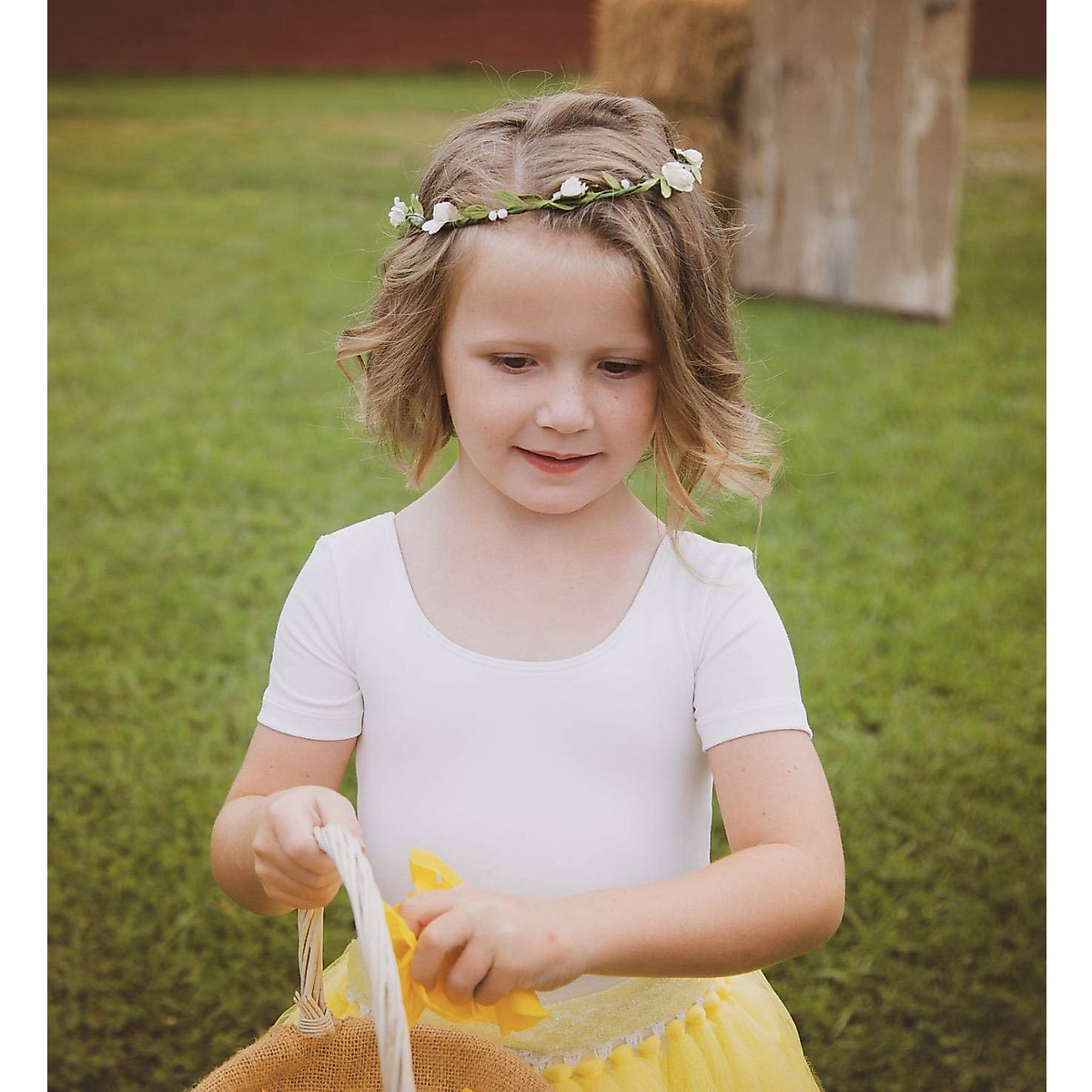 AWAYTR Fashion for Bohemian Style Wedding Bride Bridal Headdress Floral Flower Garland Headwear Headbands (Cream white)