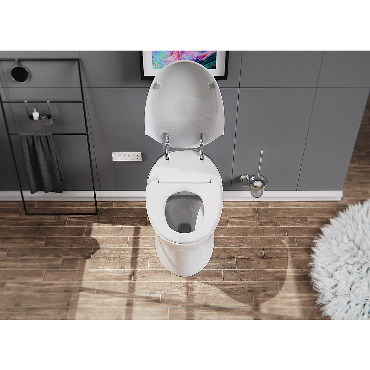 ELLAI Smart Toilet Comfort Height Elongated Intelligent toilet with Auto Open/Close Lid, One Piece Toilet with Bidet Build in and Warm Seat, Auto Flush in 1.28-GPF, White