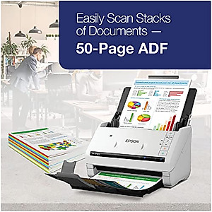 Epson DS-575W II Wireless Color Duplex Document Scanner for PC and Mac with 50-Page Auto Document Feeder (ADF), Twain and ISIS Drivers, Epson Smart Panel Mobile App