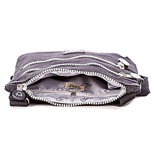 Womens Crinkle Nylon BFF Crossbody Handbag - Dark Grey