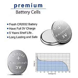 Beidongli CR2032 Battery 3V Lithium Battery Coin Button Cell 20 Count 【5-Year Warranty】