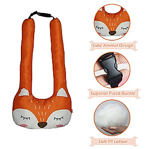 KAKIBLIN Multifunctional Portable Nursery Pillows for Car Seat, Head Support Stroller Pillow, Soft Organic Cotton Toddler Pillows for Sleeping and Feeding, Perfect for Travel, Toddler Cot,Orange