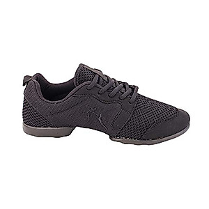 Very Fine Unisex Dance Sneakers - VFSN024 and Foldable Brush Bundle - Black - 10 Women/9 Men