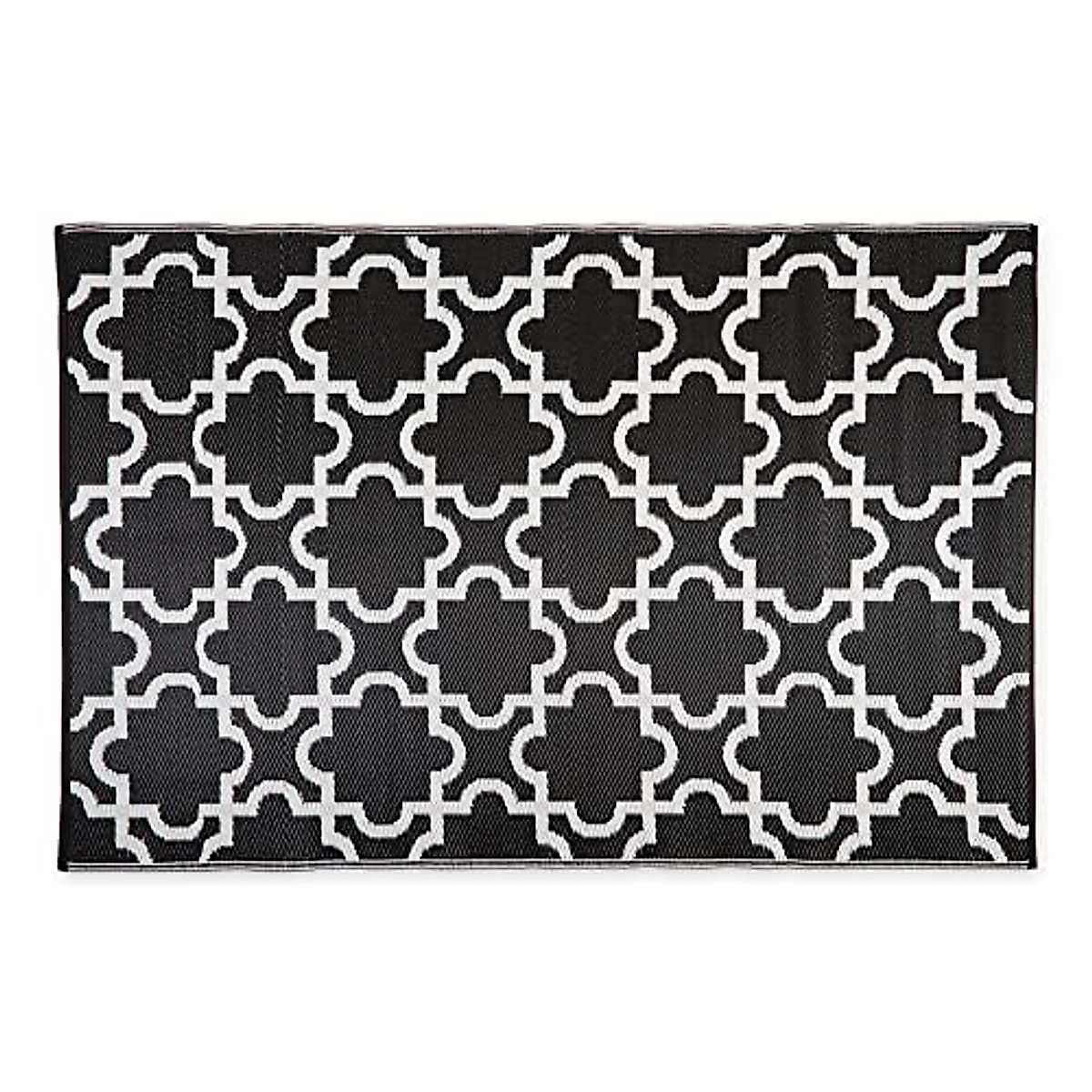 DII Reversible Outdoor Lattice Woven Rug, 4x6 Ft, Black