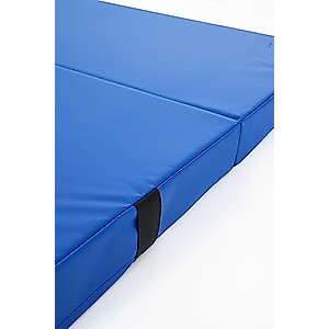 We Sell Mats 8 Inch Thick Bi-Folding Gymnastics Crash Landing Mat Pad, Safety for Tumbling, Back Handspring Training and Cheerleading, 4 ft x 8 ft, Blue