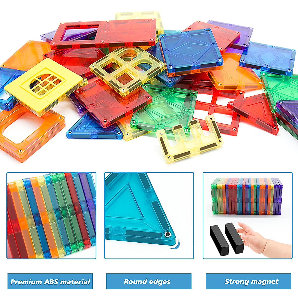 Children Hub 120pcs Magnetic Tiles Set Diamond Series - Educational 3D Magnet Building Blocks - Building Construction Toys for Kids - Upgraded Version with Strong Magnets