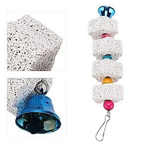 Parrot Beak Grinding Stone Chewing Toys Bird Teeth Lava Block Calcium Supplement Food Hanging String Toy for Budgies Parakeet ockatiel Hamster Rat