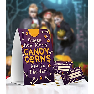 Guess How Many Candy/Corns Are In The Jar - Candy Guessing Game, Halloween Party Gamems, 1 Sign and 50 Game Cards, Baby Shower, Birthday Party -G001