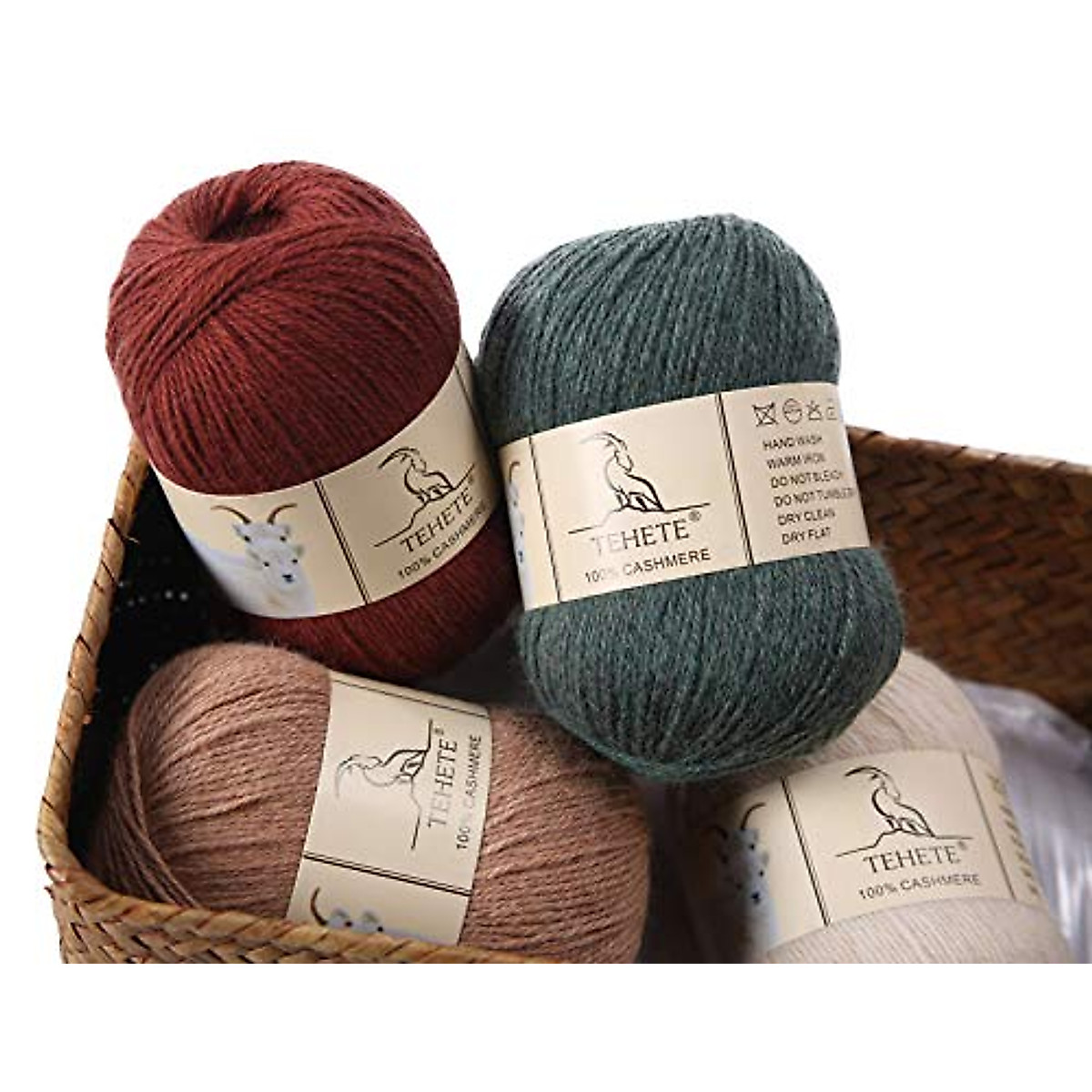 TEHETE 100% Cashmere Yarn for Crocheting 3-Ply Warm Soft Luxurious Fuzzy Knitting Yarn (Grey)