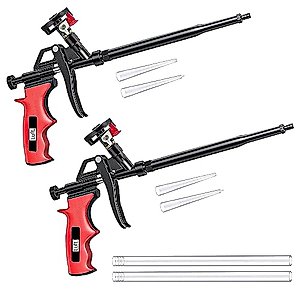 Luft (2 Pack) Spray Foam Insulation Gun (2 Guns + 6 Nozzles) Expanding Dispensing Spray Foam Gun Professional Teflon Coated Insulating PU Foam Applicator Heavy Duty Metal Body