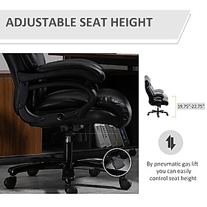 Vinsetto Big and Tall Executive Office Chair 396lbs with Wide Seat, Home High Back PU Leather Chair with Adjustable Height, Swivel Wheels, Black