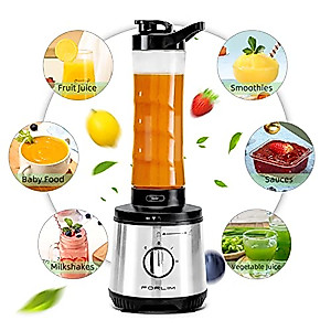 FORLIM 3.5 Cup Small Food Processor,12-in-1 Mini Blender and Food Processor Combo for Kitchen,350W,20oz Bottle,2 Speeds+Pulse with 4 Blades, for Shakes, Smoothies, Meat, Sauces, Stainless Steel Silve